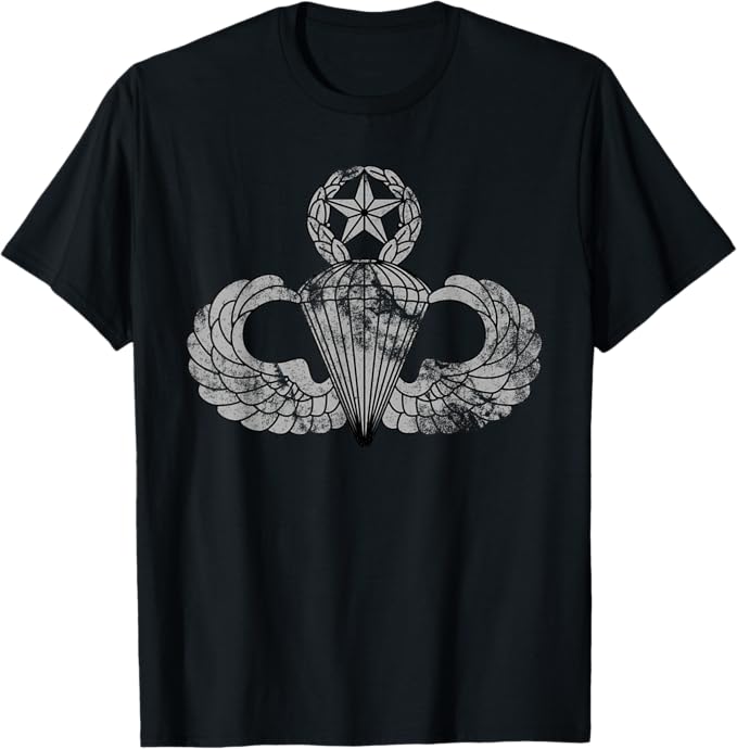 U.S. Army Master Parachutist Badge T-Shirt | Jumpmaster Wings | Full C ...